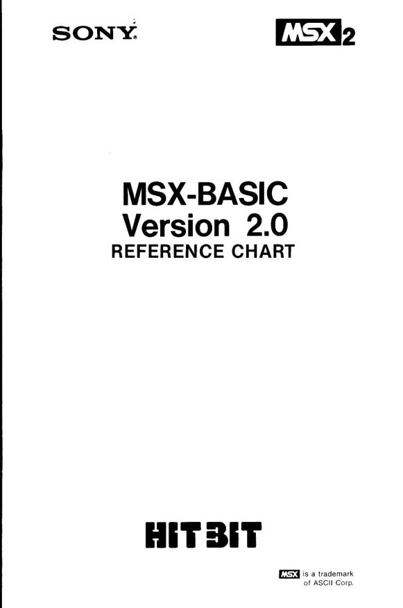 MSX-BASIC 2.0 - Reference Chart | Datassette