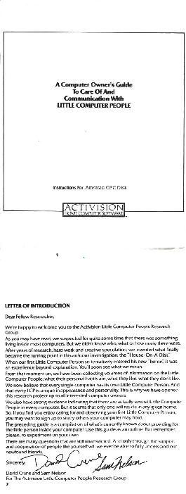 Little Computer People (Europe) | Datassette