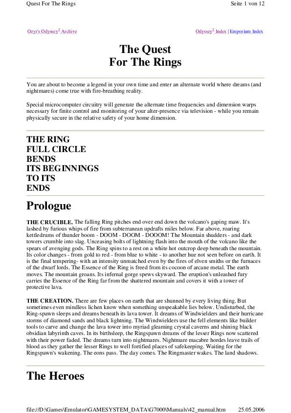 Quest for the Rings (USA, Europe) | Datassette