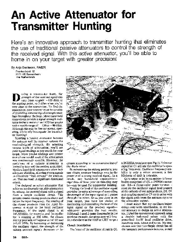 An Active Attenuator For Transmitter Hunting | Datassette