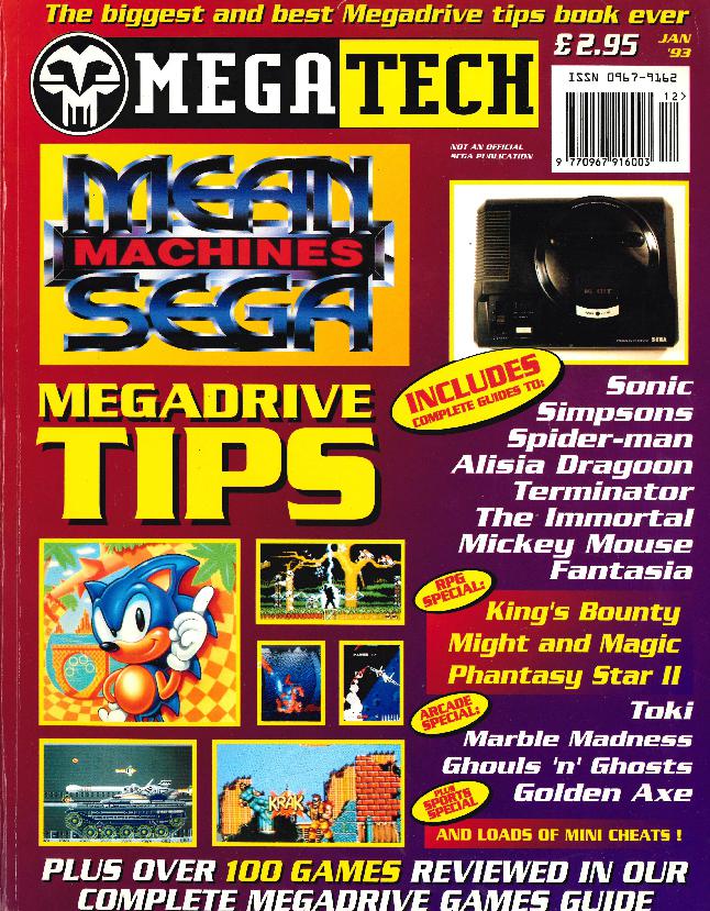 Megatech & Mean Machines Sega Megadrive Tips Jan 1993 | Datassette