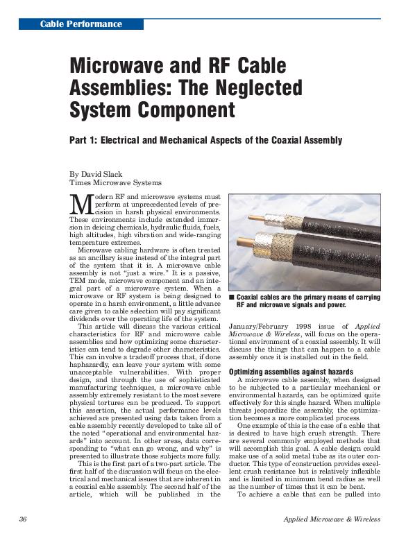 Microwave and RF Cable Assemblies-The Neglected System Component ...