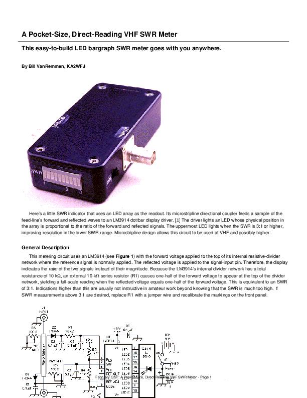 Pocket-Size VHF SWR Meter | Datassette
